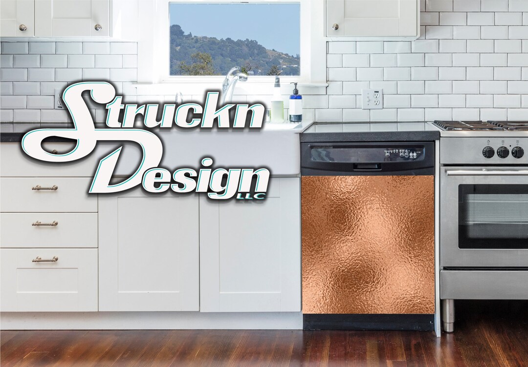 Copper Rose Gold Foil Texture Reflection Dishwasher Wrap Dishes Front ...