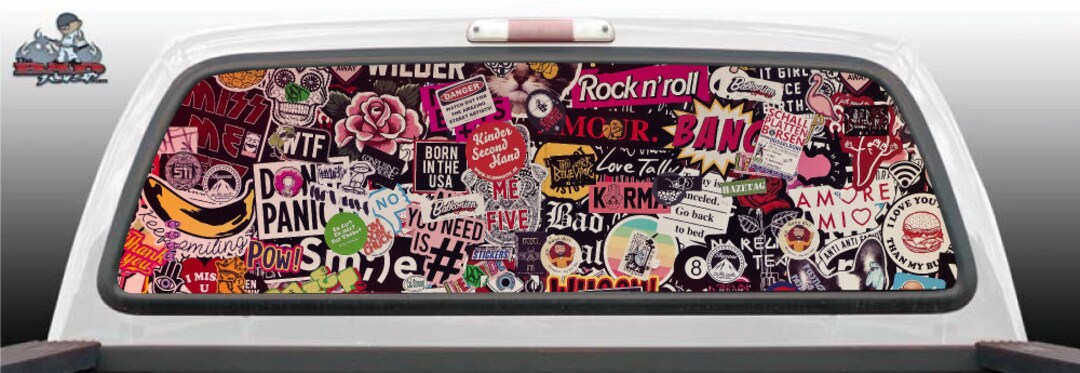 Sticker Bomb Stickers Glass Rear Window Decal Graphic Truck Perf Vinyl ...