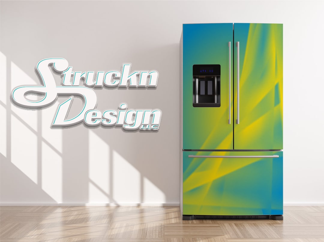Smooth Yellow Blue Green Gradient Waves Refrigerator Fridge Freezer ...
