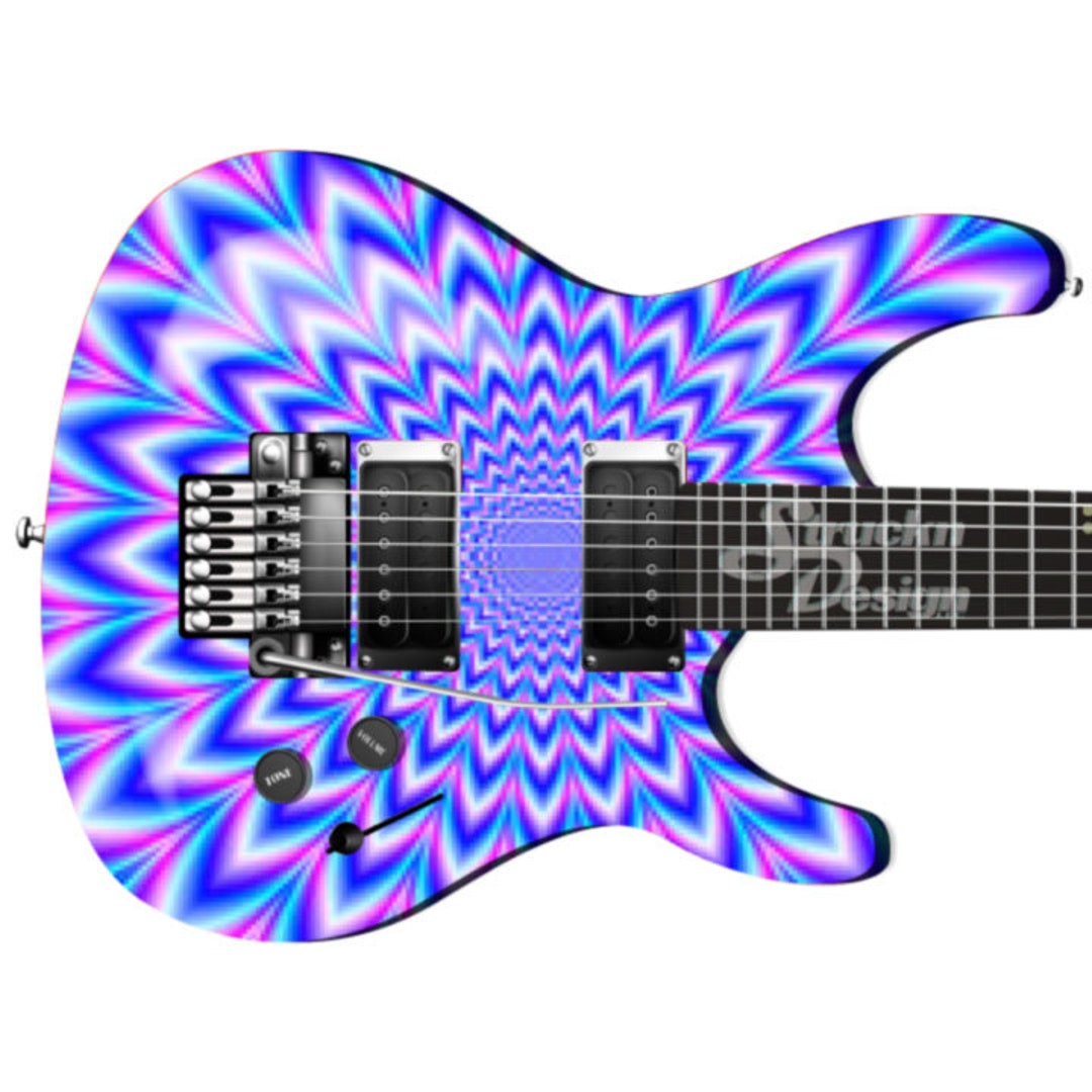 Pink Blue Zig-zag Spiral Bass Metal Vinyl Guitar Wrap Skin Decal ...