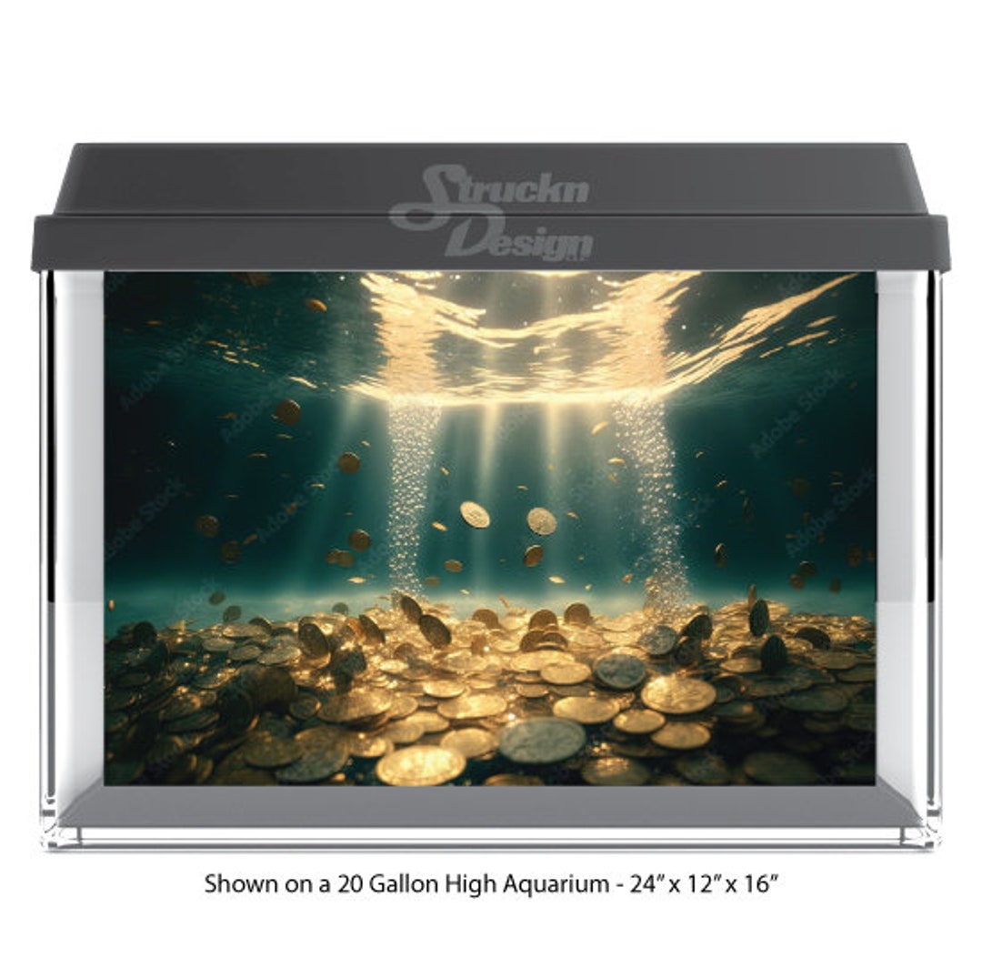 Sunken Gold Coin Treasure Pirate Bounty 10mil Polyester Fish Tank Glass ...