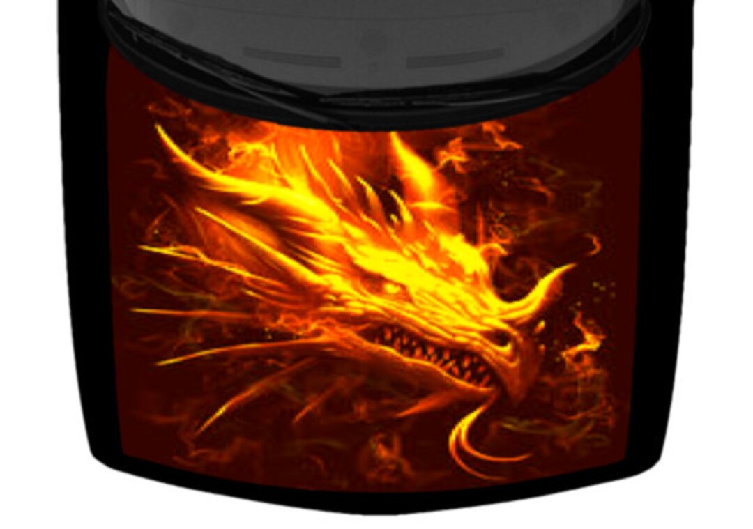 Scaled Dragon Face Snarling Truck Vinyl Auto Kapuze Wrap Grafik ...