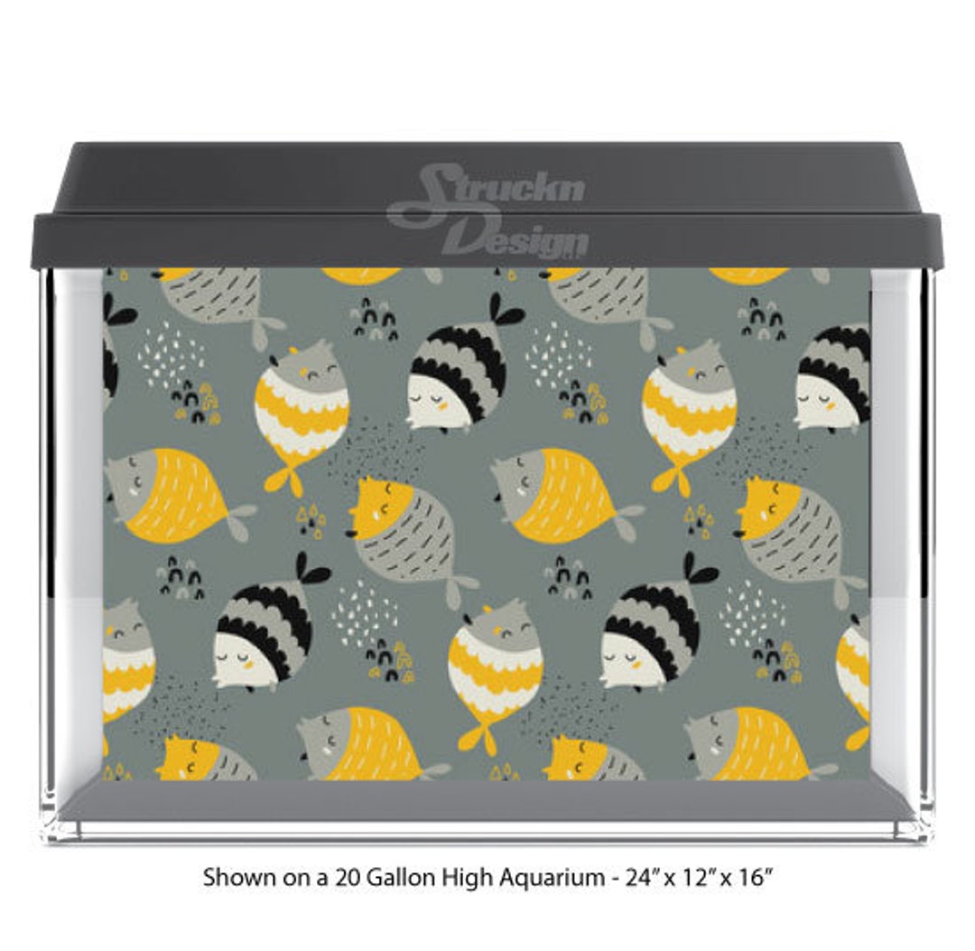 Yellow Black Fish Grey Sea Underwater 10mil Polyester Fish Tank Glass ...