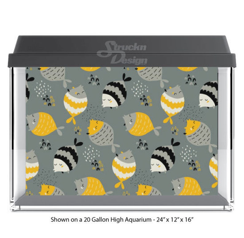 Yellow Black Fish Grey Sea Underwater 10mil Polyester Fish - Etsy