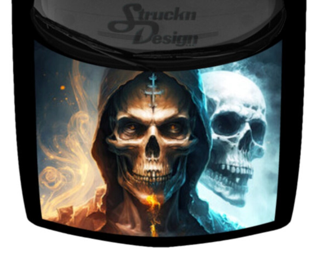 Skeleton Fire Wisp Gold Blue Two Skulls Cloaked Light Wrap Truck Car ...