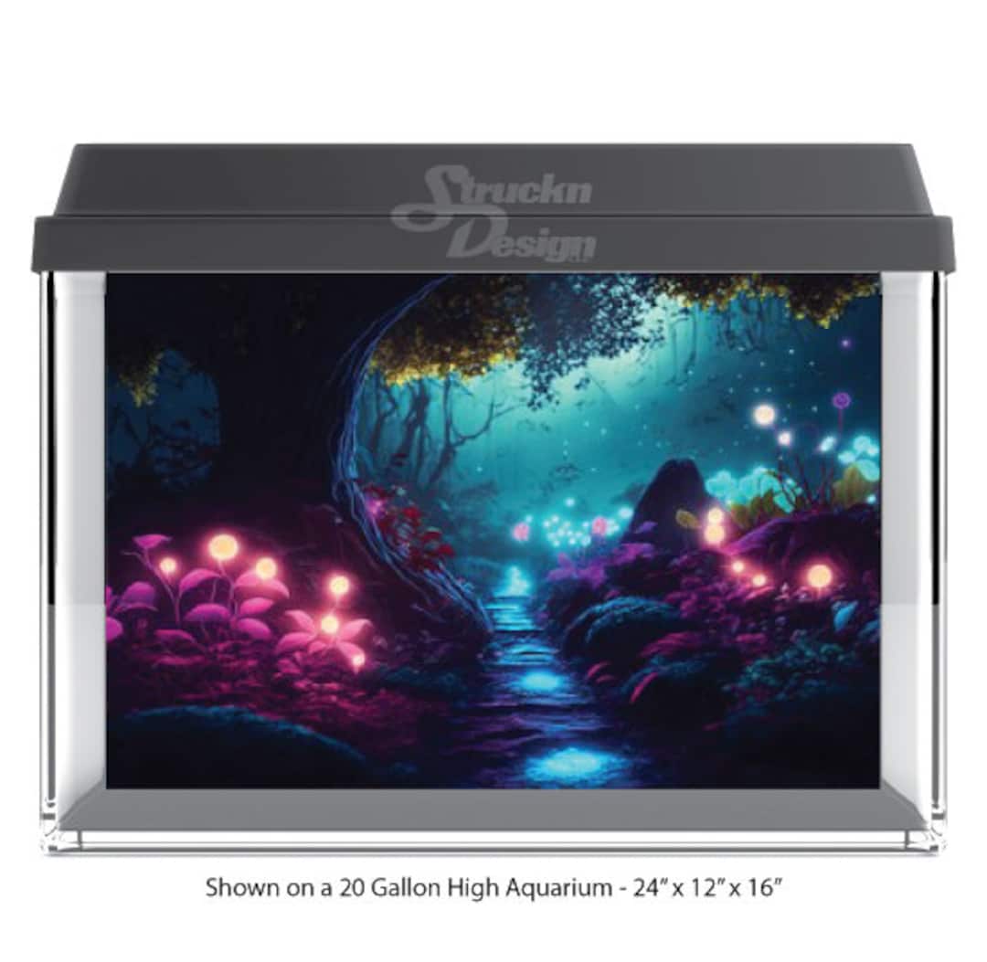 Fantasy Style Cave Bioluminescent Plants Glowing 10mil Polyester Fish ...