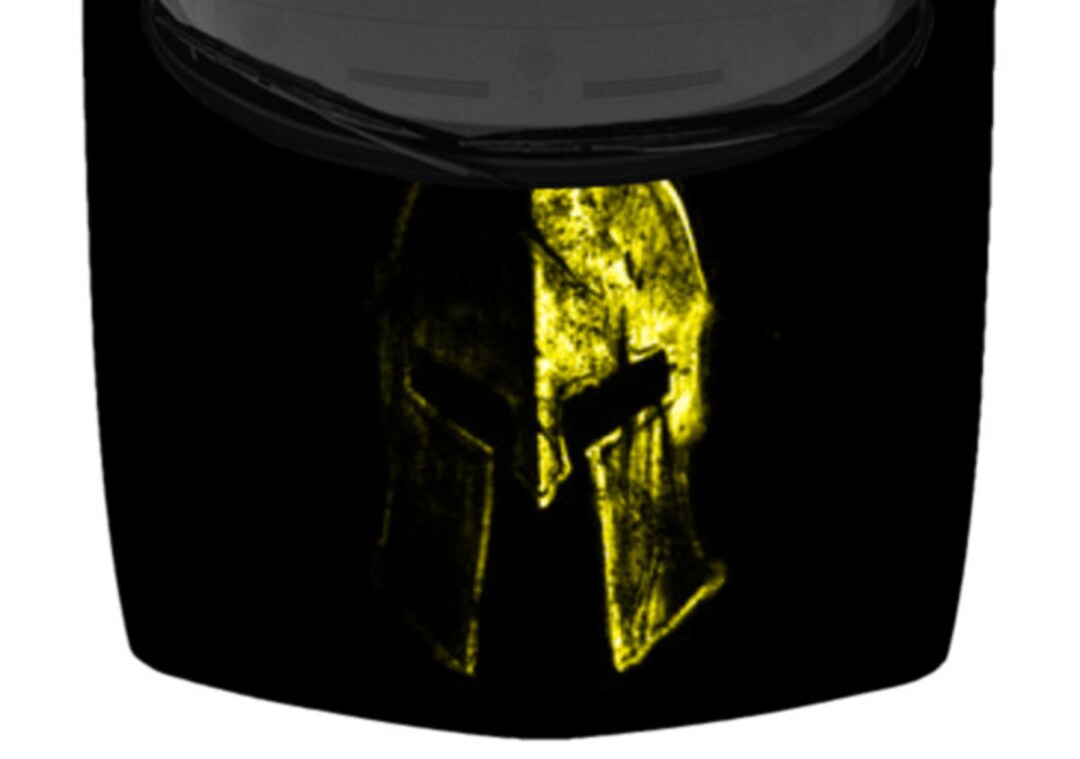 Spartan Helmet Distressed Light Yellow Truck Car Hood Wrap Vinyl ...