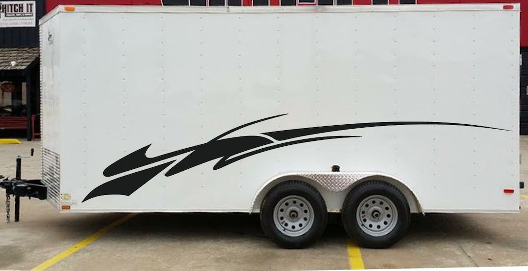 Wavy Curved Stripes Side Trailer RV Vehicle Grunge Vinyl Graphic Decal ...