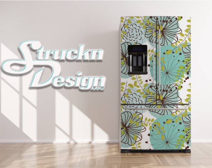 Fridge Wrap Mid Century, Refrigerator Wrap Vinyl Side by Side ...