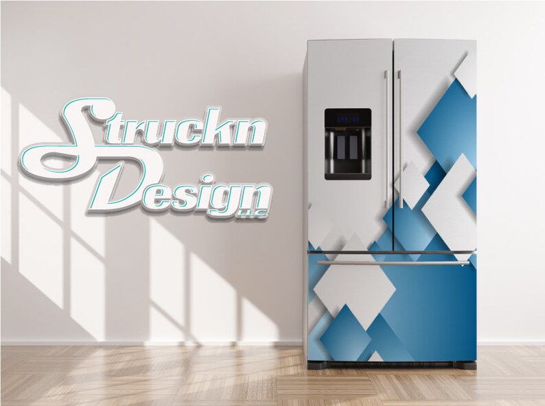 White Blue 3D Diamonds Tech Refrigerator Fridge Freezer Wrap - Etsy