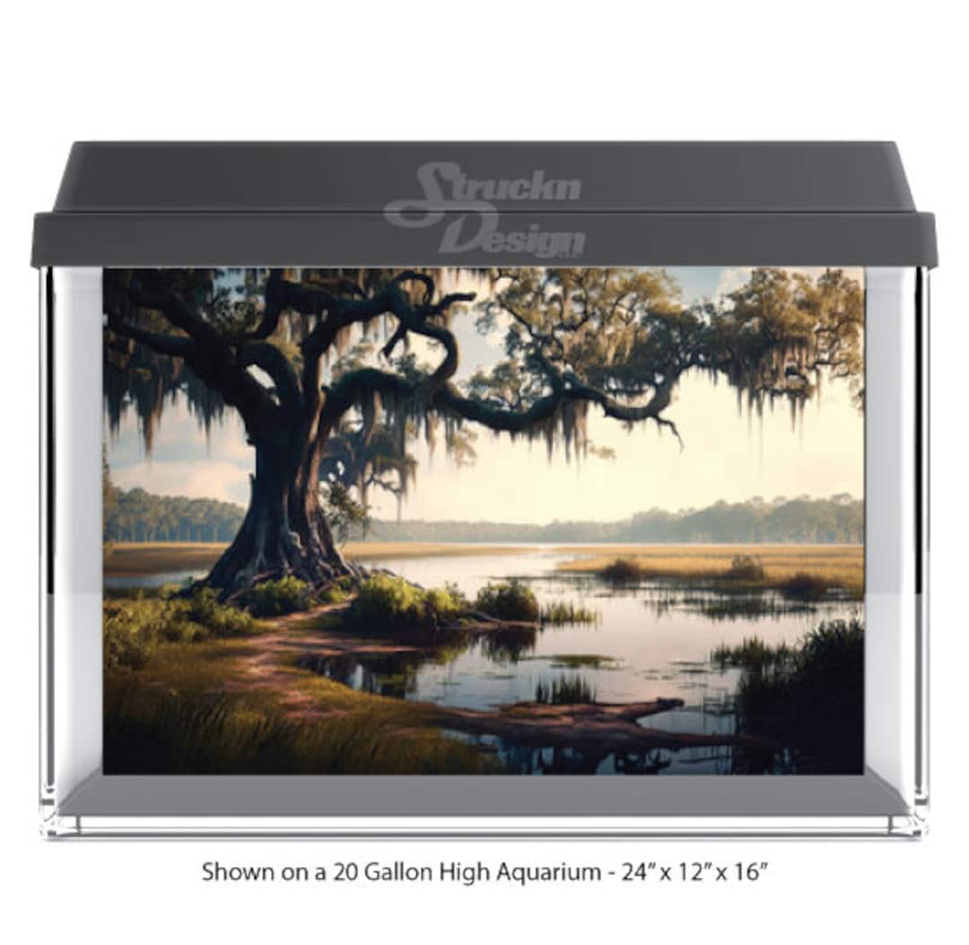 Mossy Overgrown Tree Pond Plants Muddy Plains 10mil Polyester Fish Tank ...