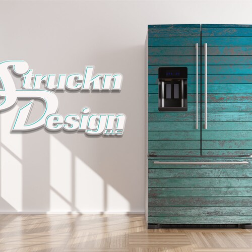 Blue Teal Wood Texture Planks Farmhouse Refrigerator Fridge - Etsy