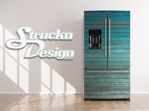 Blue Teal Wood Texture Planks Farmhouse Refrigerator Fridge - Etsy