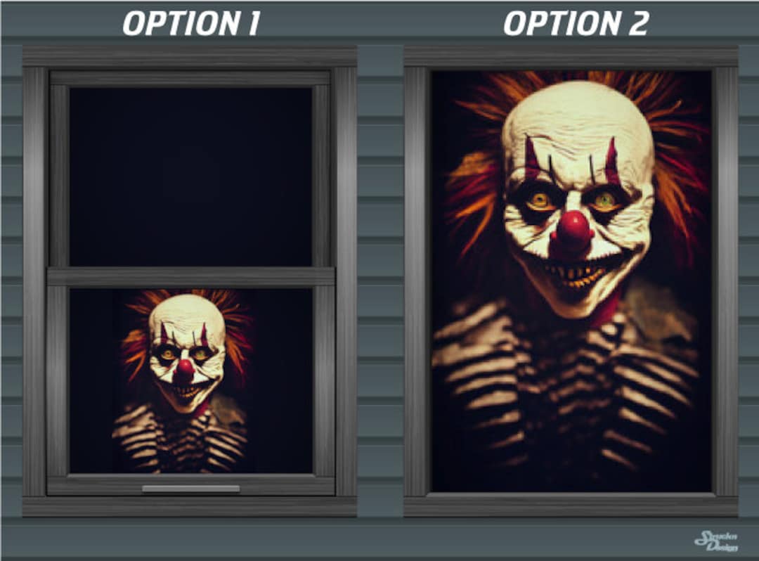 Scary Creepy Laughing Clown Face Horror Window Backlit Wall Backdrop ...