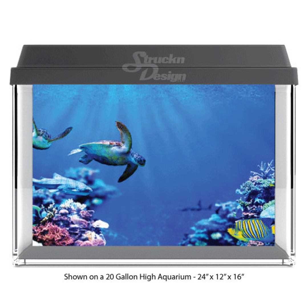 Turtle Sea Ocean Colorful Coral Water Underwater 10mil Polyester Fish ...