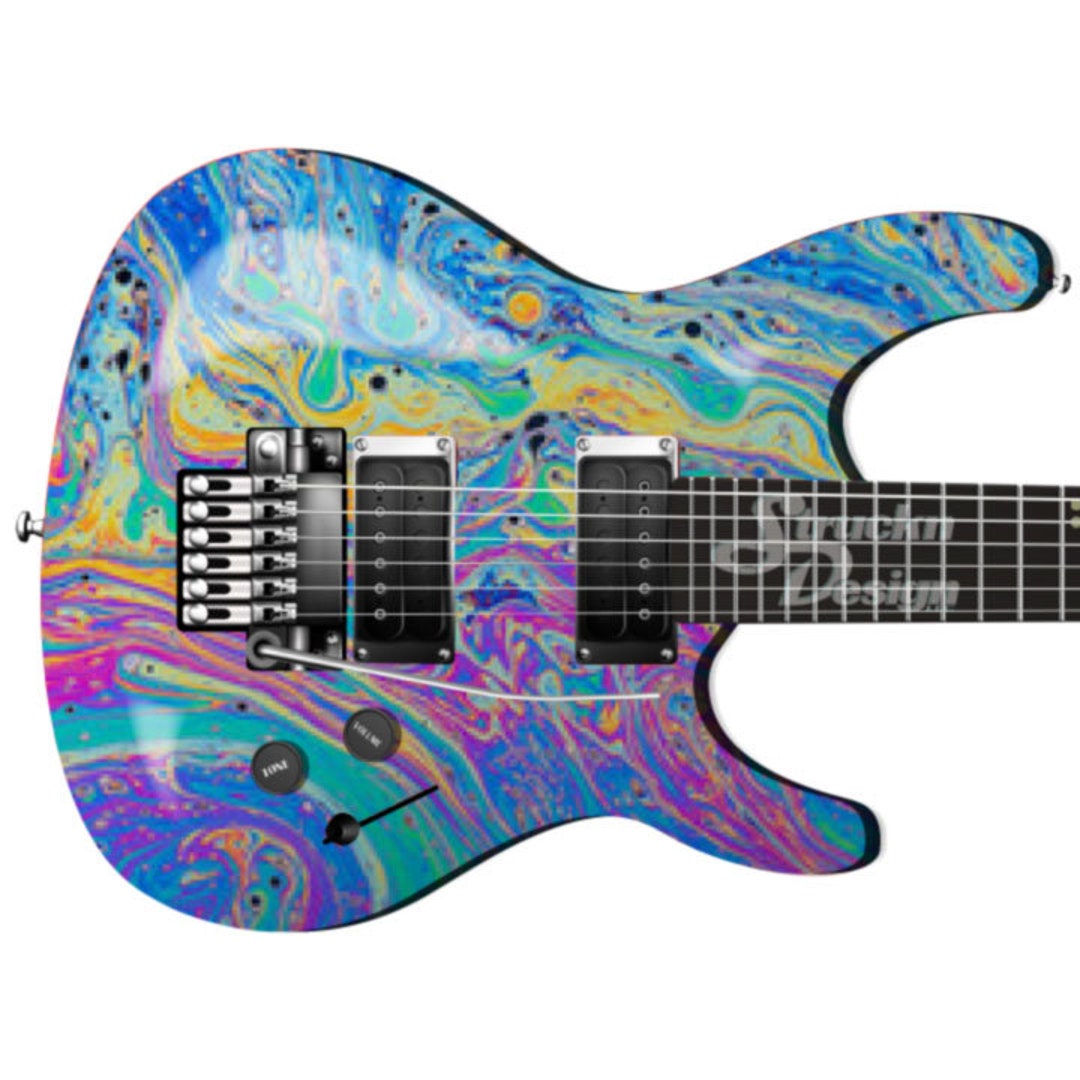 Splash Oil Style Spill Colorful Bass Metal Vinyl Guitar Wrap Skin Decal ...