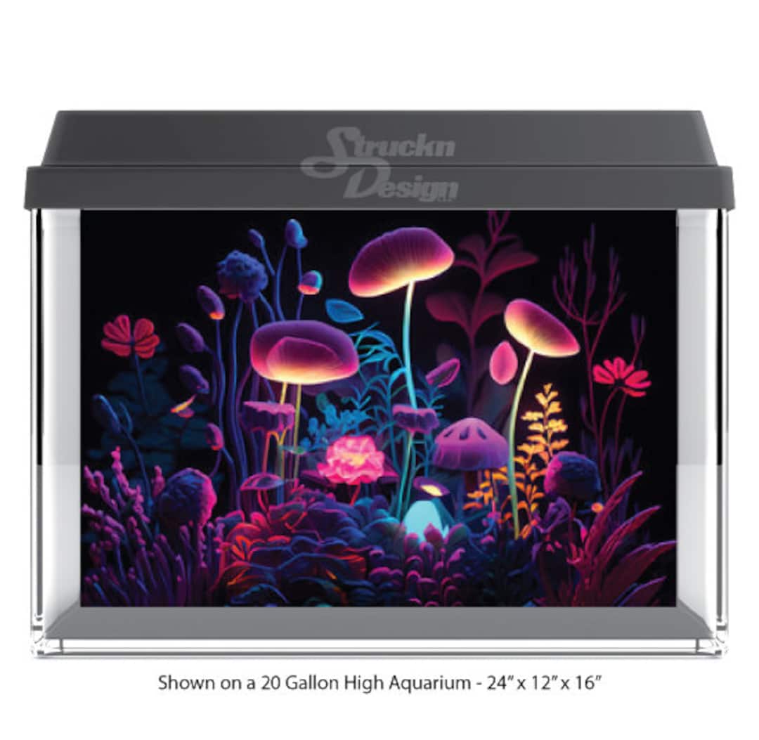Fantasy Artistic Glowing Plants Blue Pink Yellow 10mil Polyester Fish ...
