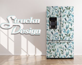 Toile Blue White Flowers Butterfly Refrigerator Fridge Freezer Wrap ...