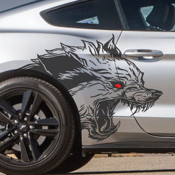 Mustang Wolf Car Decal - Etsy