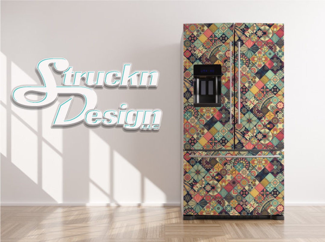 Ornate Colorful Traditional Tiles Shapes Art Refrigerator Fridge ...