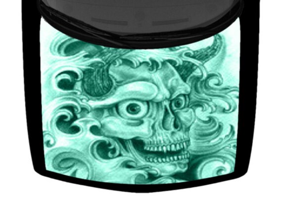 Light Teal Japanese Devil Skull Truck Hood Wrap Vinyl Car - Etsy