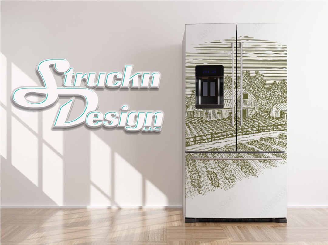 Wood Cut Style Farmhouse Farm Dairy Country Refrigerator Fridge Freezer ...