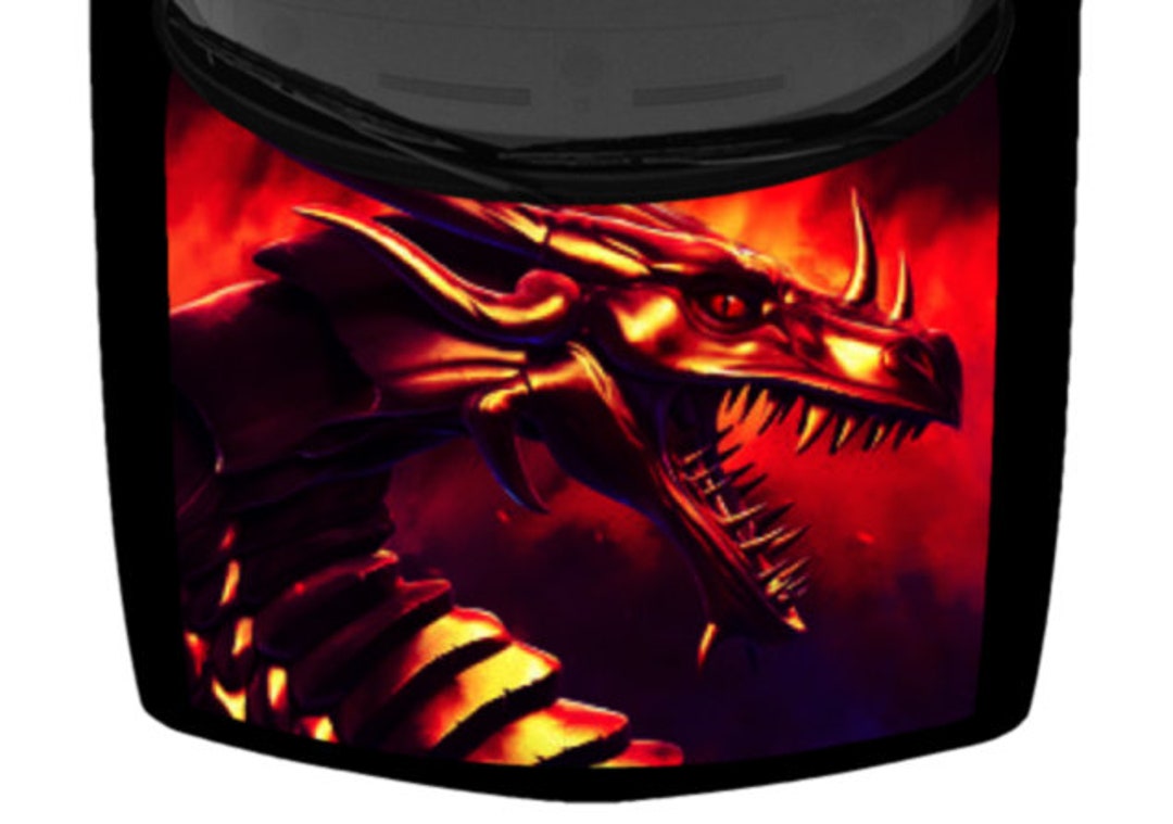 Scaled Dragon Red Face Snarling Hood Wrap Truck Vinyl Car Graphic Decal ...