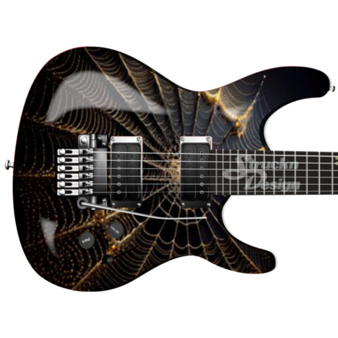 Bronze Black Golden Spider Web Guitar Bass Metal Vinyl Wrap Skin Decal ...