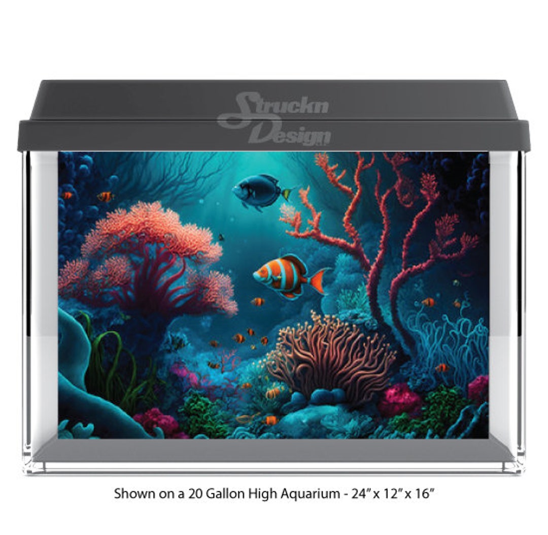 Pink Coral Reef Sea Floor Blue Water Underwater 10mil Polyester Fish ...