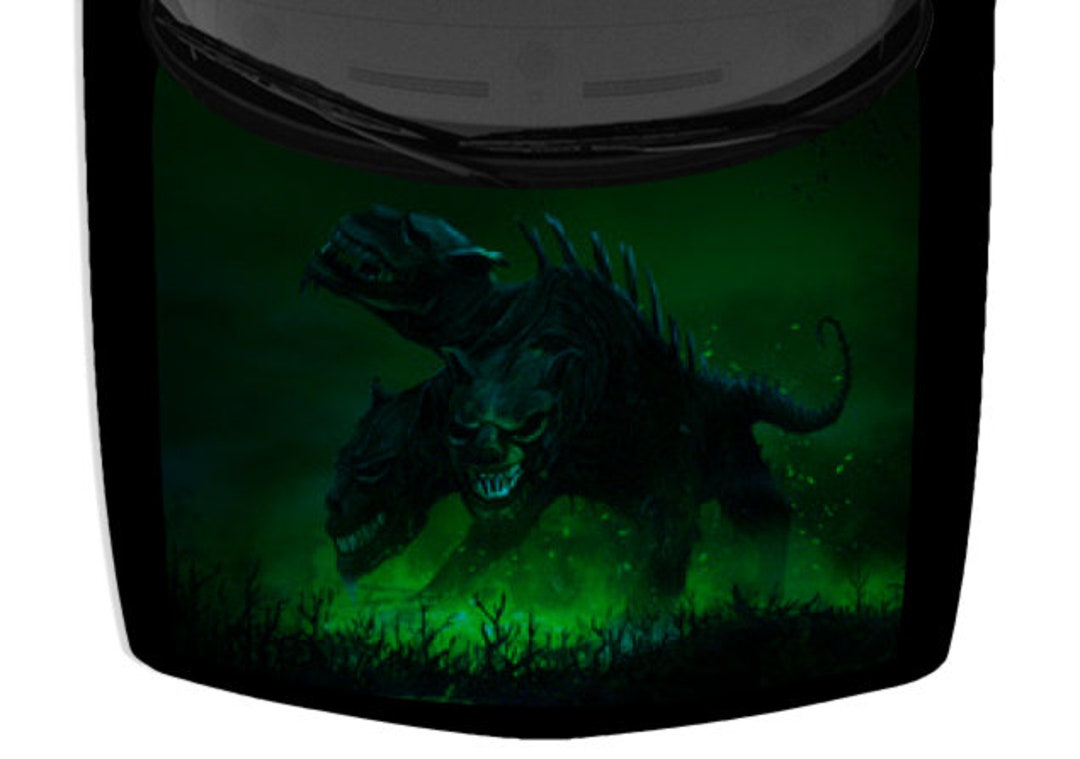 Dark Green Hades Hound Fierce Cerberus Dog Fire Pickup Car SUV Truck ...