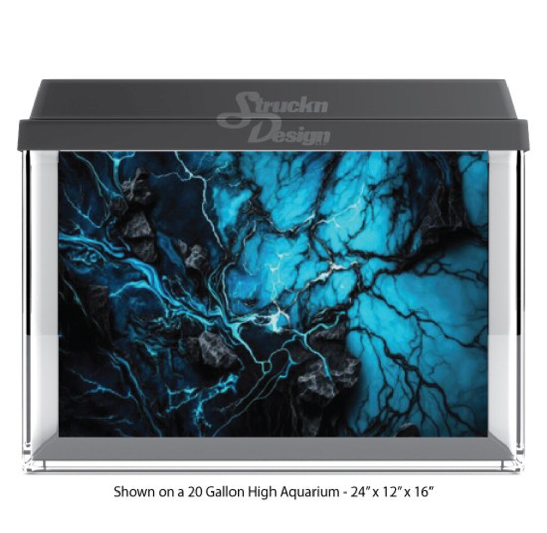 Cyan Black Marble Quartz Lines Stone Rock Pattern 10mil Polyester Fish ...