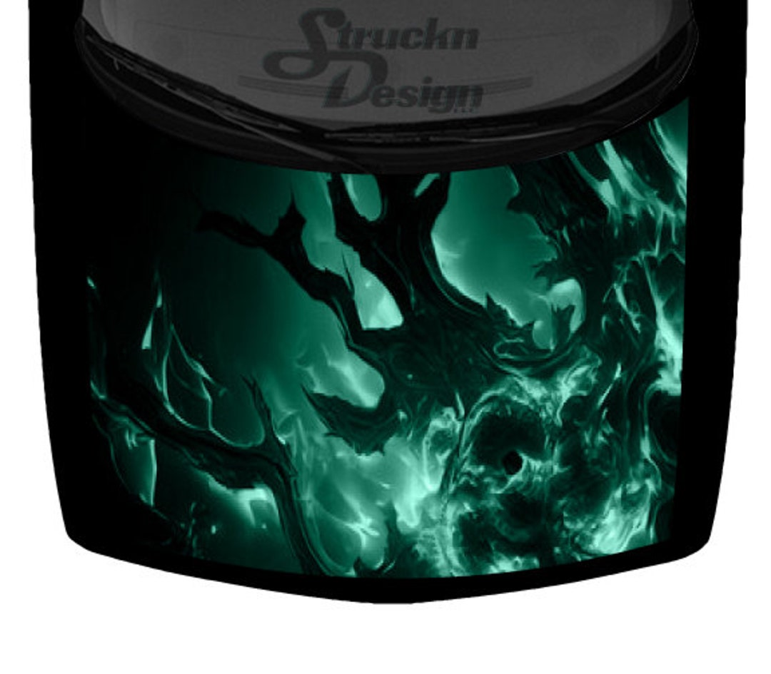 Vivid Vibrant Dark Teal Flames Fires Bright SUV Van Car Pickup Truck ...