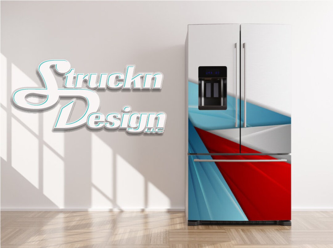 Red Blue Gray Striped Triangles Refrigerator Fridge Freezer Wrap Side ...