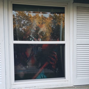 Horror Scary Creepy Laughing Clown Face Window Backlit Wall Backdrop ...
