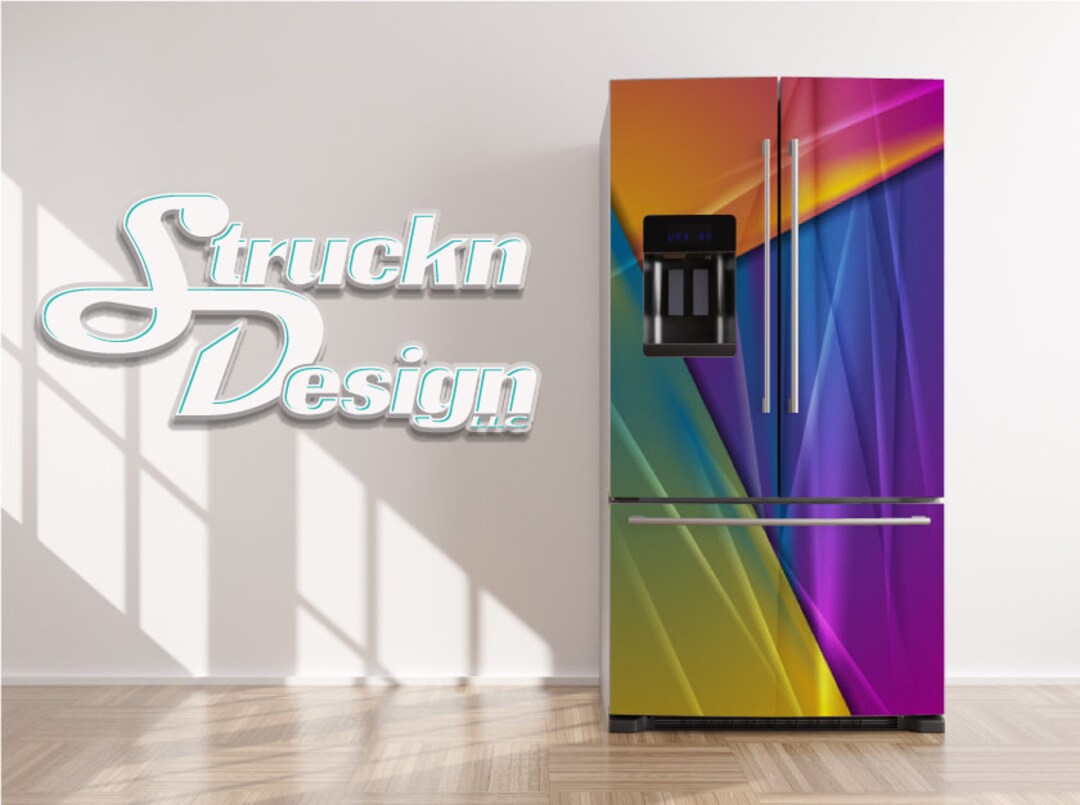Bright Rainbow Overlapping Gradients Refrigerator Fridge Freezer Wrap ...