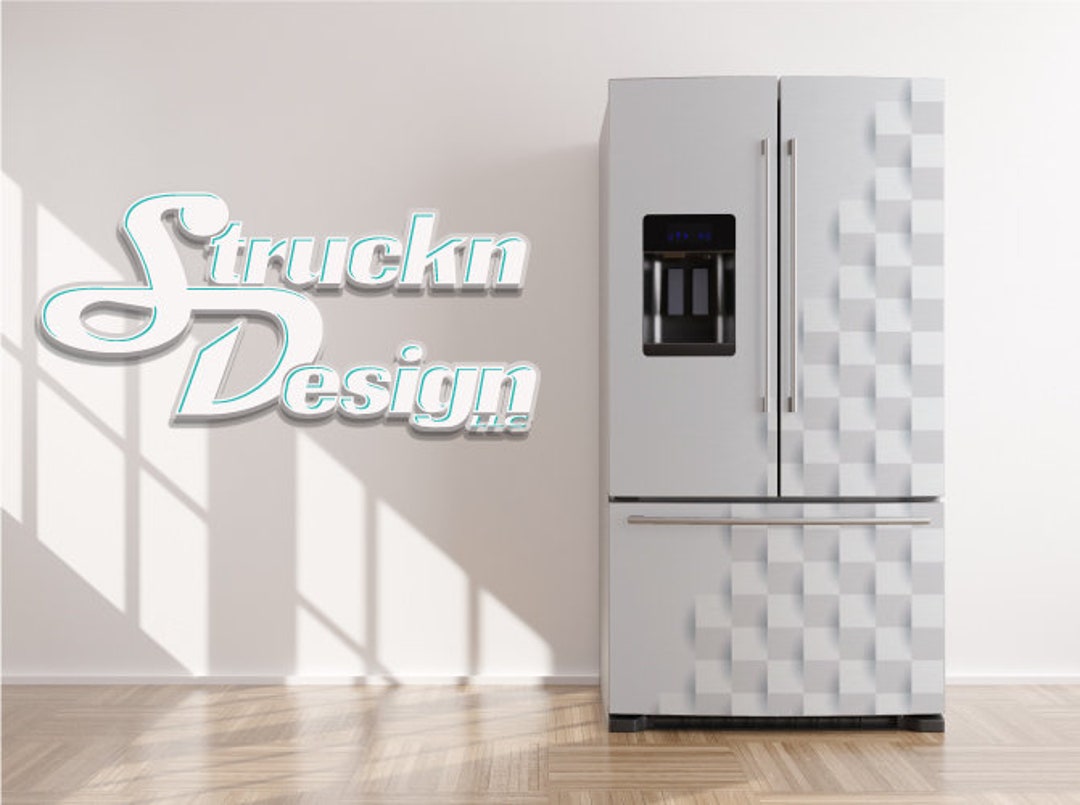 3D Look White Squares Lines Angles Shapes Refrigerator Fridge Freezer ...