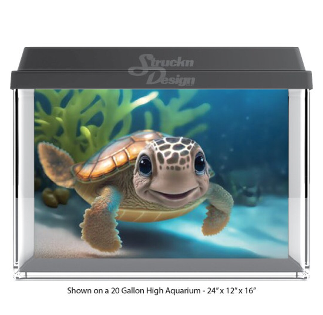 Cute Swimming Sea Turtle Baby Underwater Water 10mil Polyester Fish ...