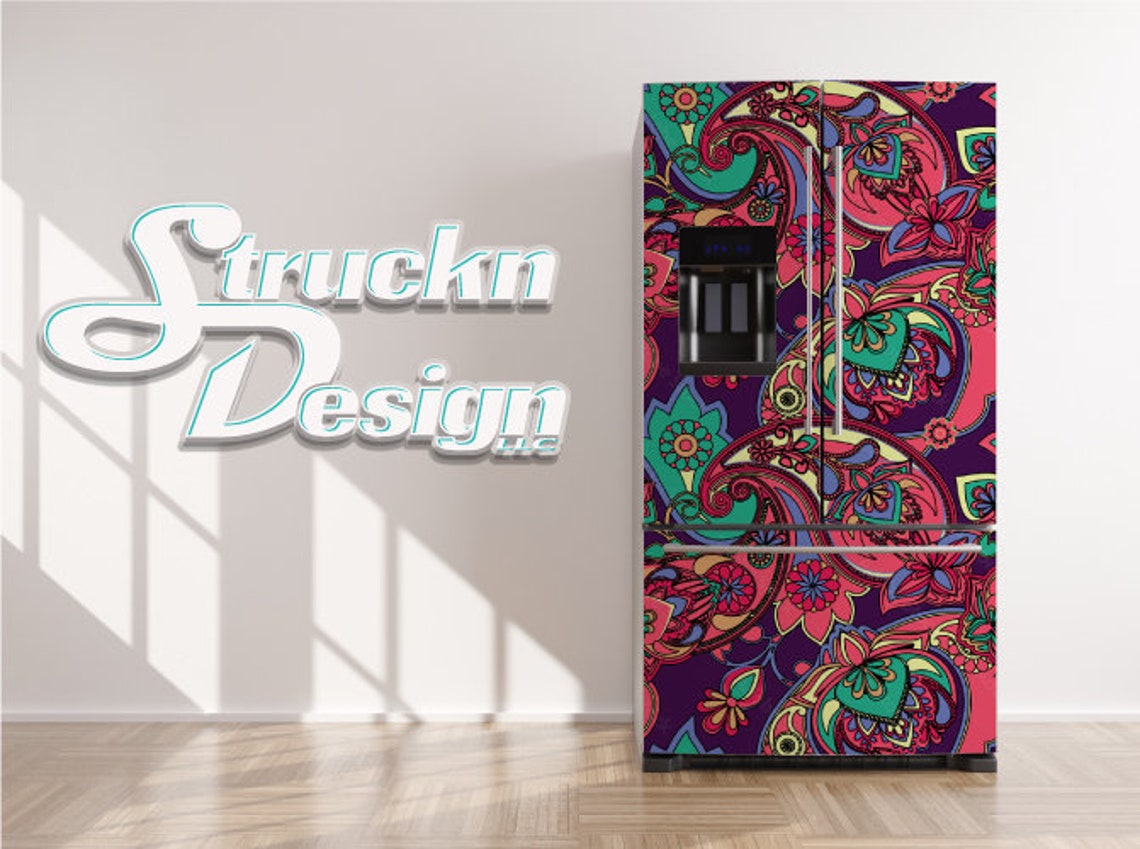 Colorful Traditional Ornate Shapes Art Retro Refrigerator - Etsy