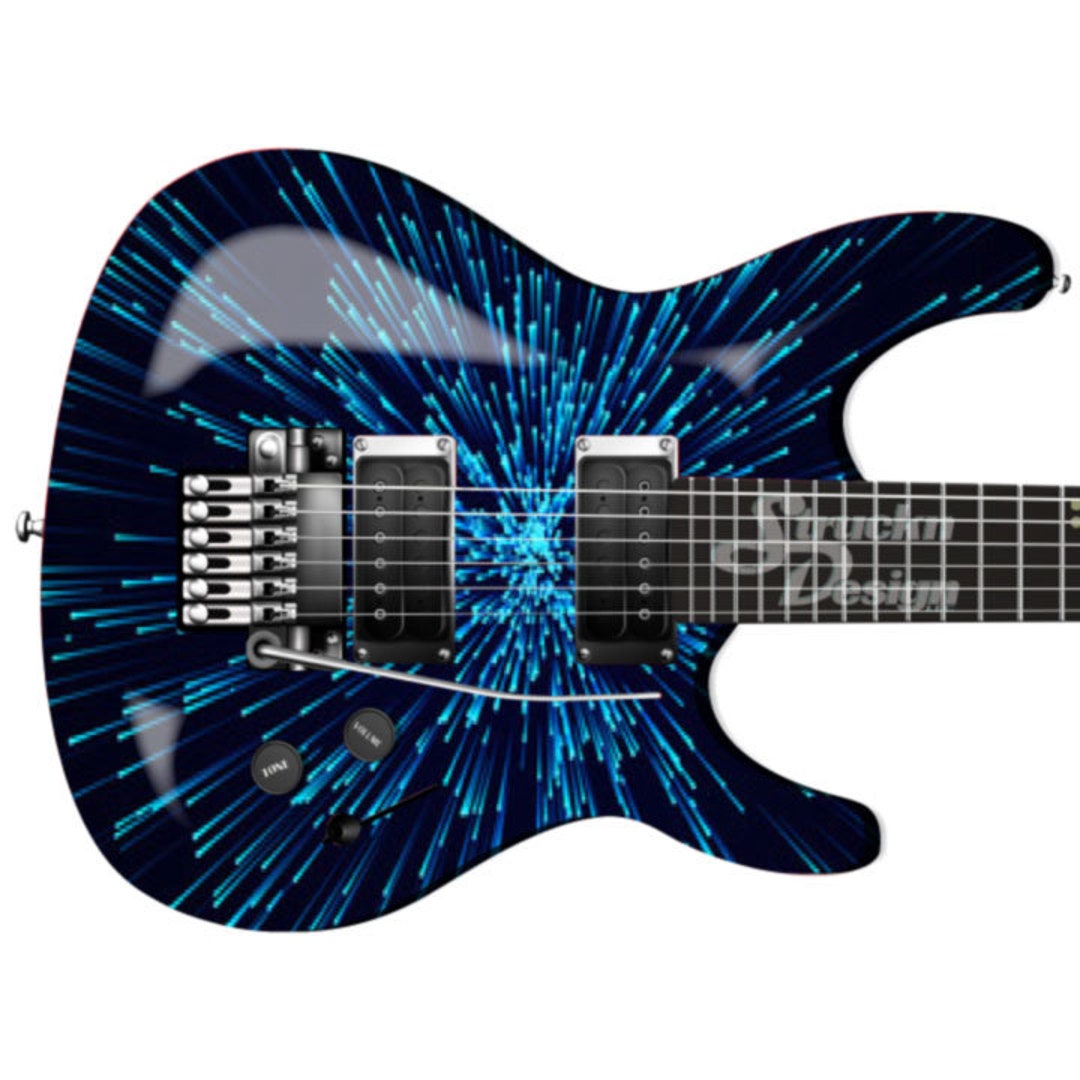 Glowing Shooting Cyan Sparks Guitar Bass Metal Vinyl Wrap Skin Decal ...