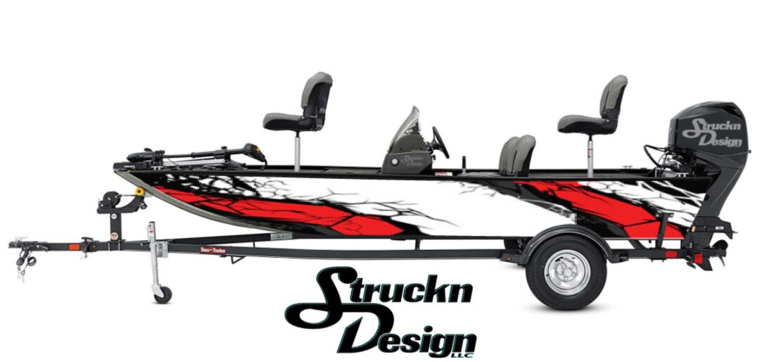 Distressed White Red Angled Racing Lines Jagged Fishing Fish - Etsy