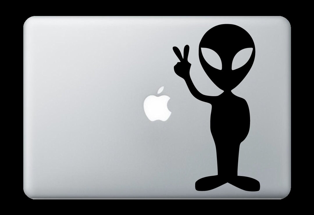 Alien Cute UFO Peace Sign Vehicle Computer Laptop Vinyl Decal Sticker ...