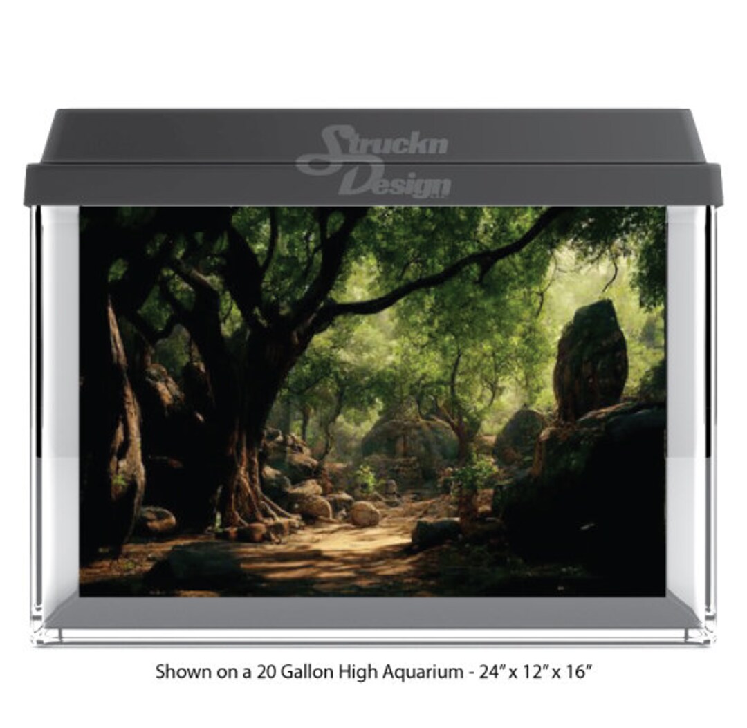 Shining Nature Forest Trees Water Underwater 10mil Polyester Fish Tank ...