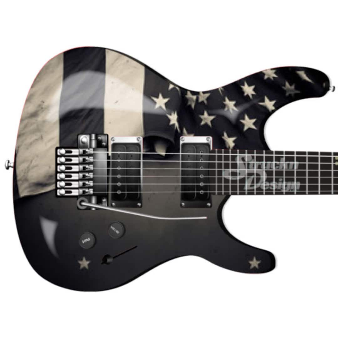 Grayscale Grey American Flag Guitar Bass Metal Vinyl Wrap Skin Decal ...