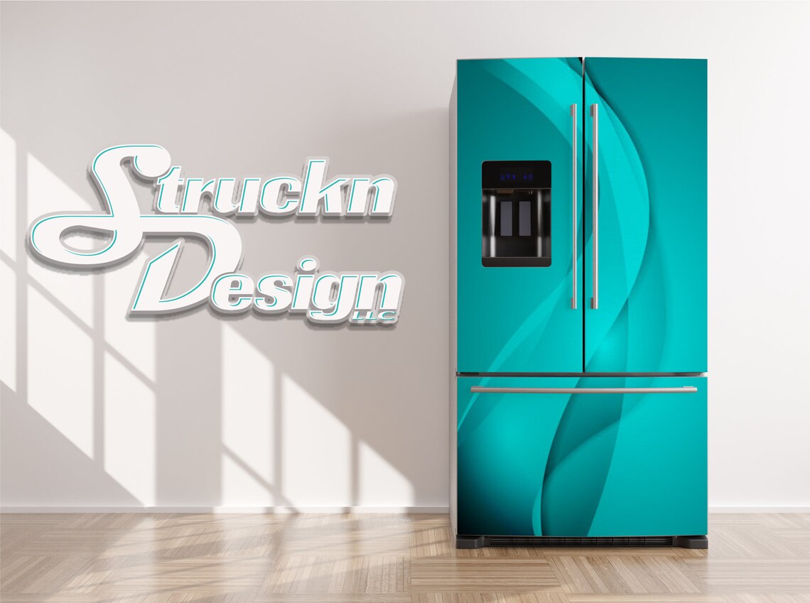 Smooth Teal Wave Curved Line Gradient Refrigerator Fridge Freezer Wrap ...