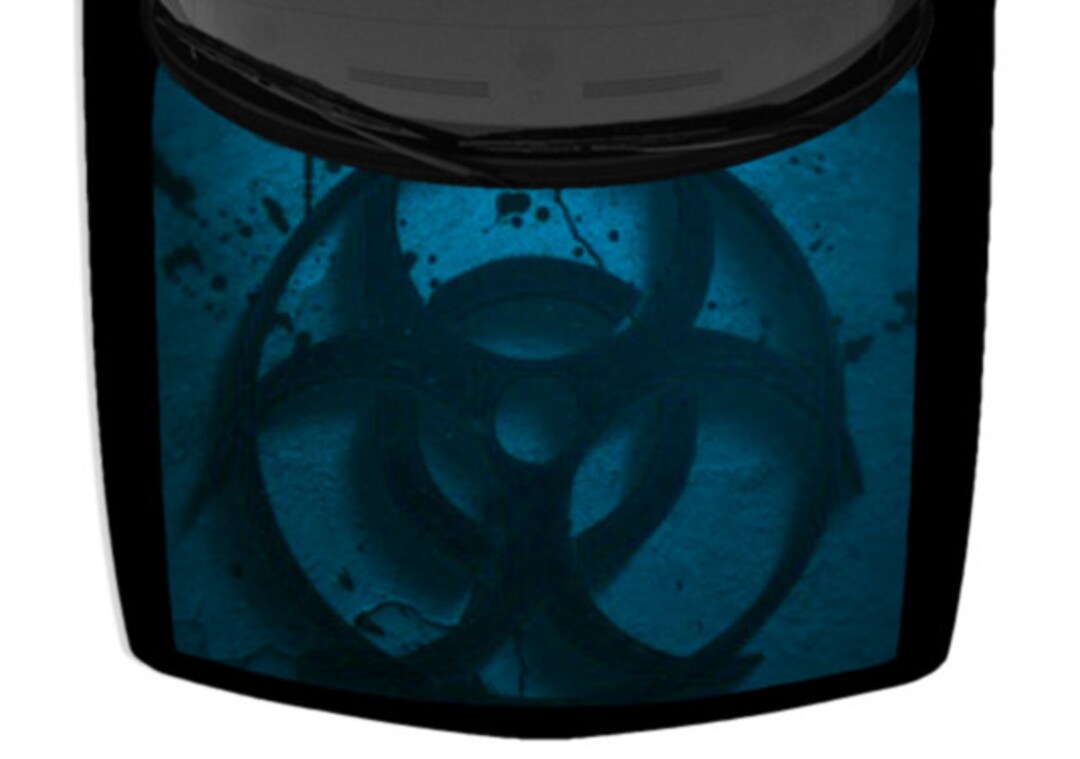 Biohazard Symbol Cyan Tattoo Design Black SUV Van Car Pickup Truck Hood ...