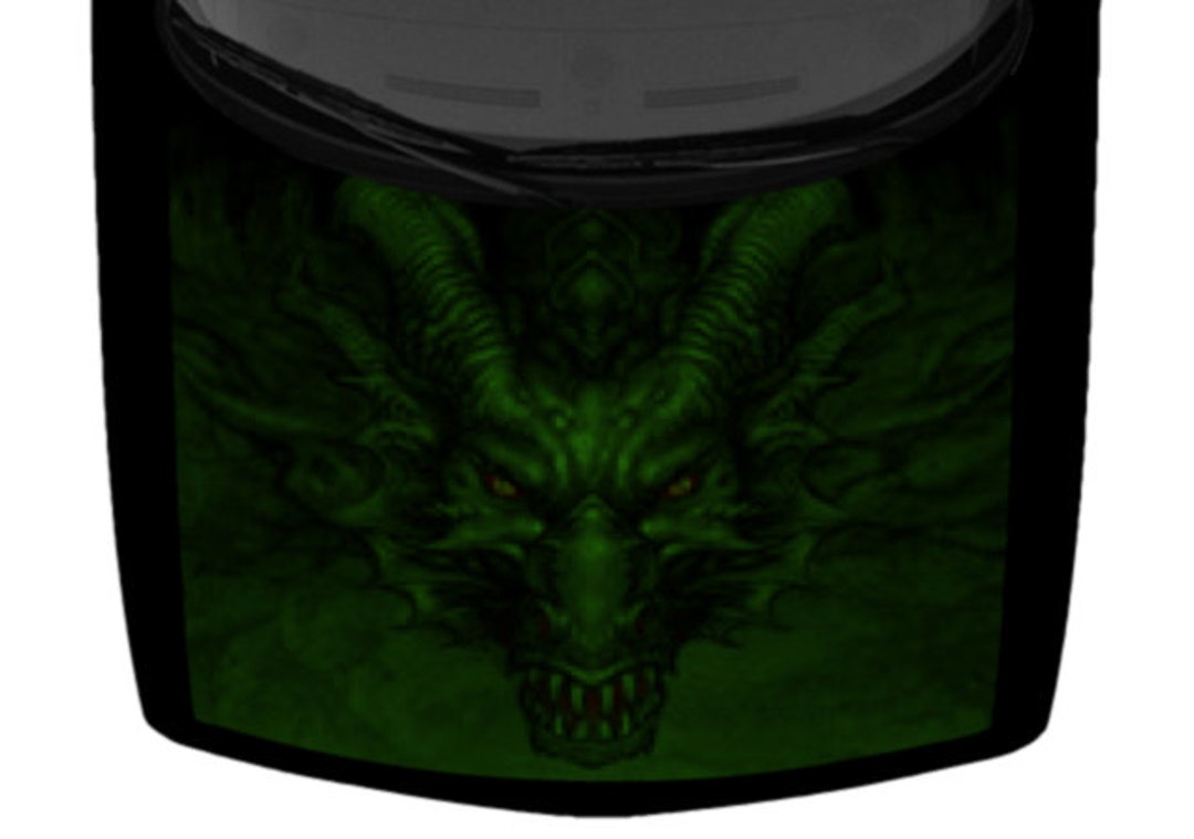 Dragon Face Snarling Green Hood Wrap TRUCK Auto Vinyl Grafik Aufkleber ...