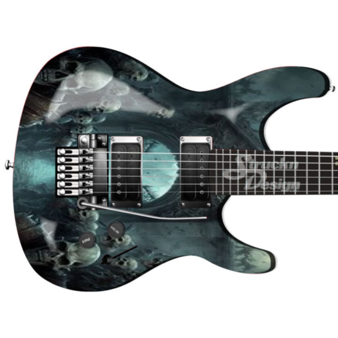 Gates of Hell Skeletons Skull Smoke Bass Metal Vinyl Guitar Wrap Skin ...