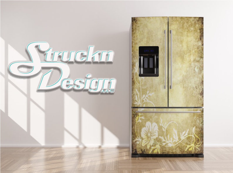 Vintage Paper Texture Decretive Flower Border Refrigerator - Etsy