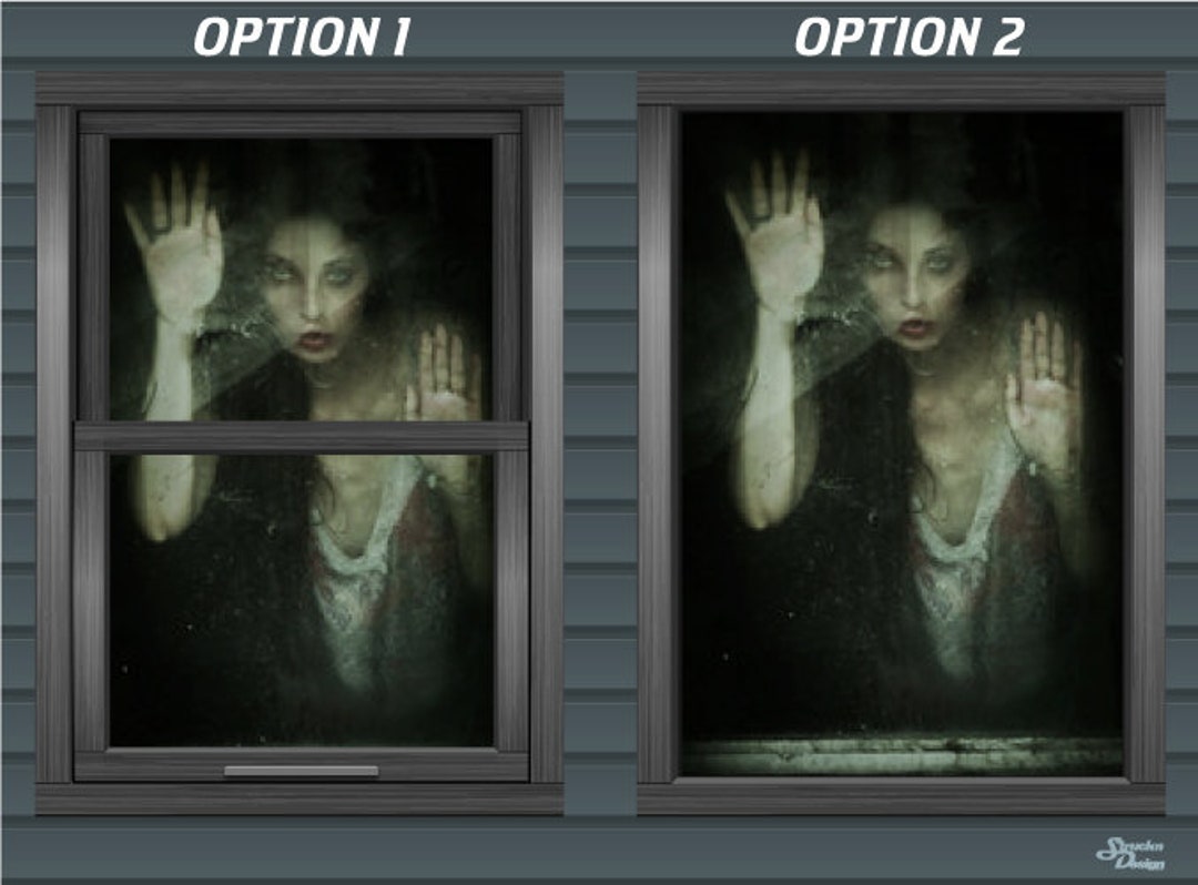 Ghostly Woman Behind Glass Dark Horror Window Backlit Wall Backdrop ...