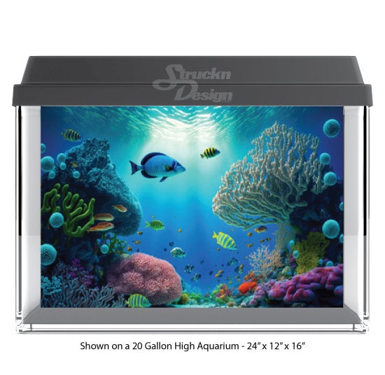 Colorful Coral Reef Fish Teal Water Underwater 10mil Polyester Fish ...